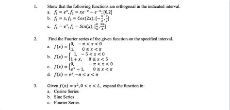 solved 1 show that the following functions are orthogonal