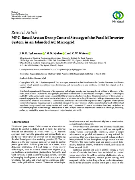pdf mpc based arctan droop control strategy of the parallel inverter
