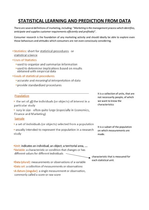 Statistical Learning And Prediction From Data Appunti Di Statistica Docsity