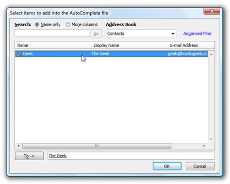 Gérez votre liste de saisie semi automatique des adresses électroniques Outlook Azur Plus
