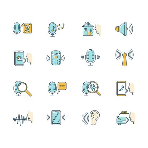 Blue Voice Control Color Icons Set Sound Request Idea Speech
