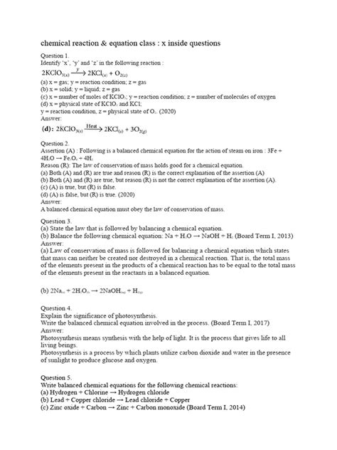 Chem Ch 1 Class X Made By Rehan Pdf Chemical Reactions Redox