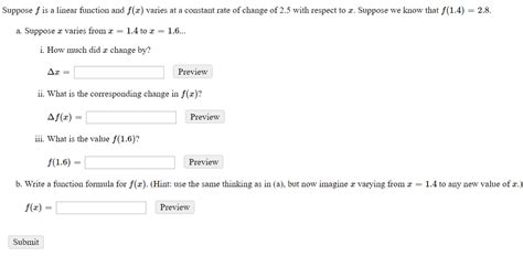 Solved Suppose F Is A Linear Function And F Z Varies At A Chegg Com