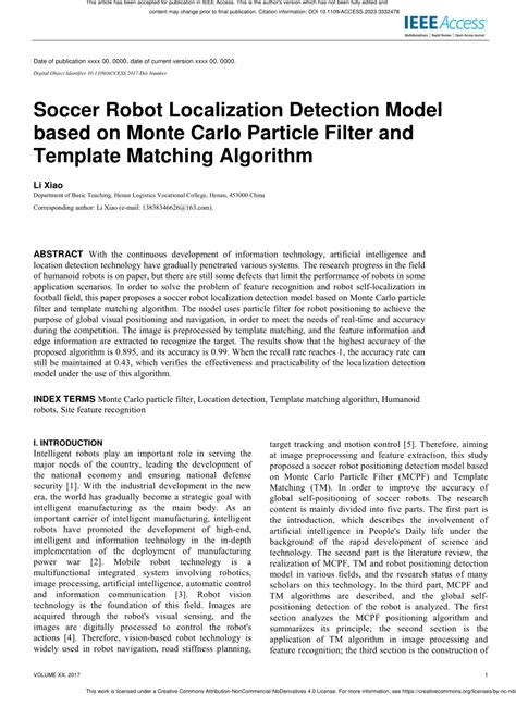 pdf soccer robot localization detection model based on monte carlo