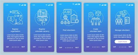 Premium Vector Volunteering Onboarding Mobile App Page Screen Vector