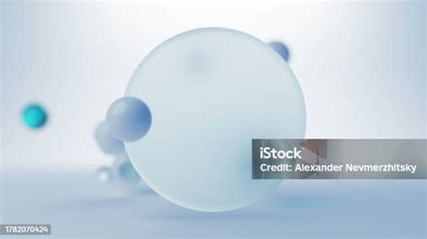 유리와 플라스틱 층의 그룹에서 배경 3d 추상화 입자 연구 주제에 대한 모형 공에 보케가 있는 매크로 보기 투명 유리 3d 렌더링 0명에 대한 스톡 사진 및 기타 이미지