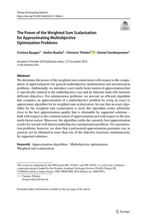 Pdf The Power Of The Weighted Sum Scalarization For Approximating