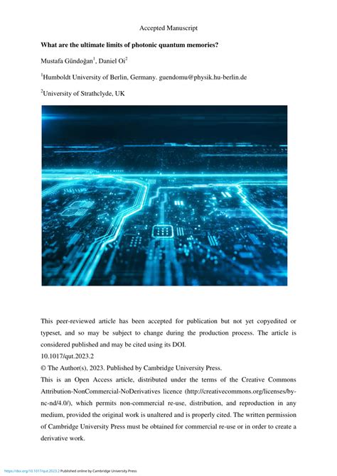 Pdf What Are The Ultimate Limits Of Photonic Quantum Memories