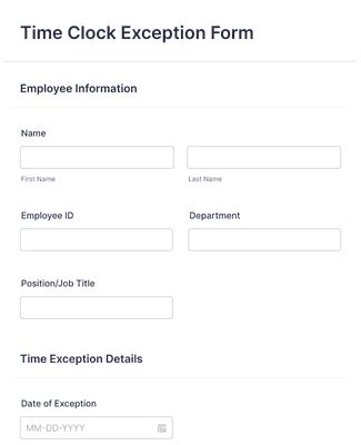 Time Clock Exception Form Template Jotform
