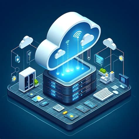 Premium Photo Isometric Cloud Storage For Downloading Representing A Digital Service Or