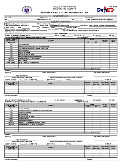 form 137 shs 2016 pdf middle schools
