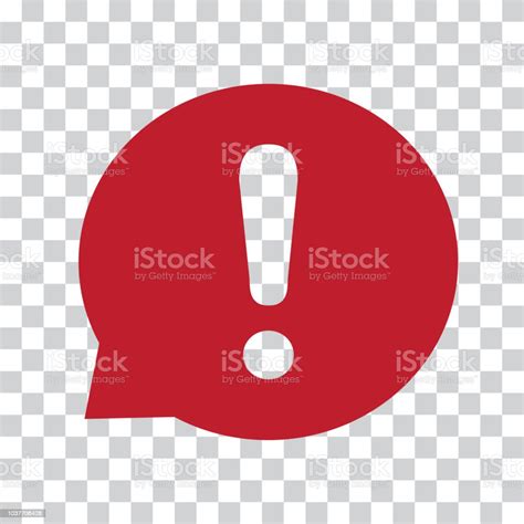연설 거품에 느낌표 마크입니다 경고 또는 주의 부호 투명 한 바탕에 빨간색 아이콘입니다 벡터 일러스트 레이 션 개념에 대한 스톡