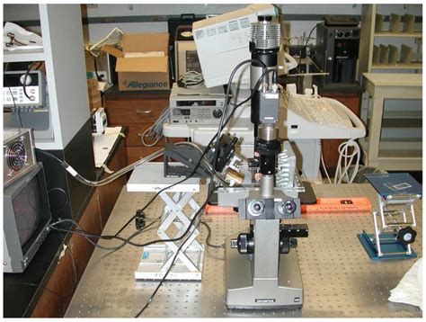 Picture Of Apparatus The Inverting Microscope Is In The Center Of The Download Scientific