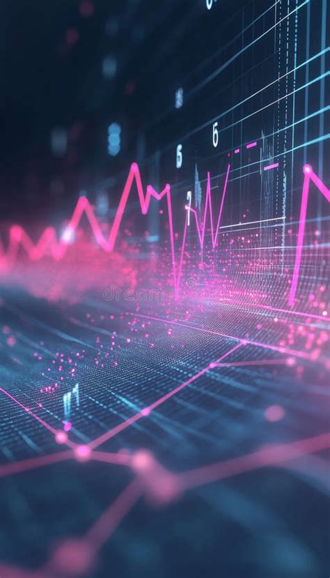 dynamic financial chart with curves data points and upward trend on