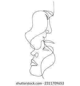 One Line Picture Man Woman Vector Stock Vector Royalty Free