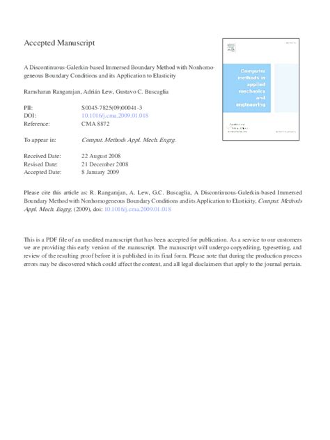 Pdf A Discontinuous Galerkin Based Immersed Boundary Method