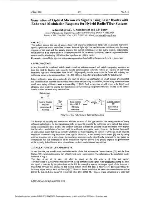 Generation Of Optical Microwave Signals Using Laser Diodes With Pdf