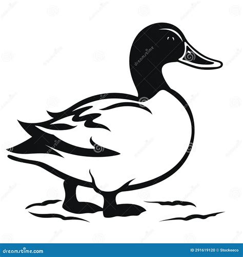 Black And White Duck Outline Svg Cutout Shape Clip Art Royalty Free
