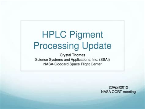 PPT HPLC P Igment Processing U Pdate PowerPoint Presentation Free Download ID