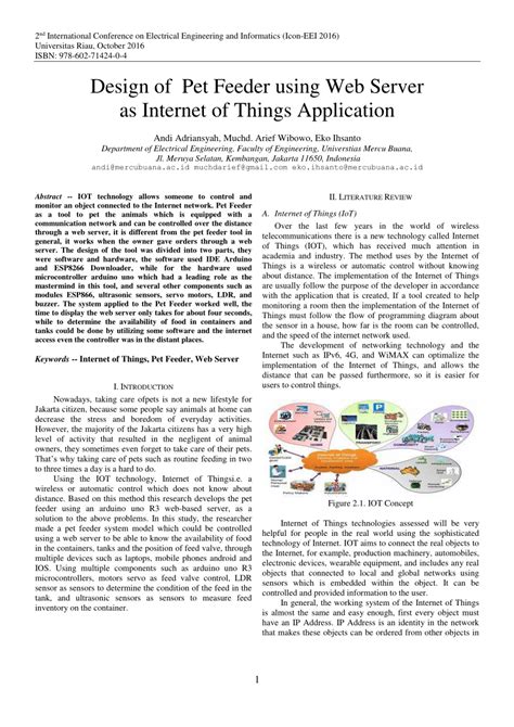 PDF Design Of Pet Feeder Using Web Server As Internet Of Things
