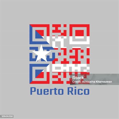 Qr 코드는 이등변 삼각형 호 이스트 측 및 백색 별에 따라 푸에르토리코 국기의 색상 수평 흰색과 빨간색 밴드를 설정 합니다