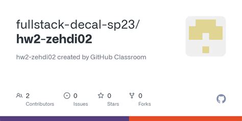 GitHub Fullstack Decal Sp23 Hw2 Zehdi02 Hw2 Zehdi02 Created By GitHub Classroom