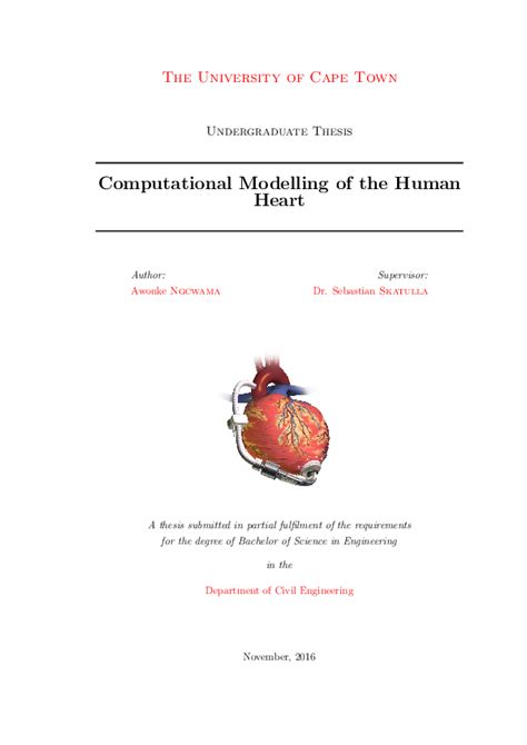 Pdf Computational Modelling Of The Human Heart Author Awonke Ngcwama
