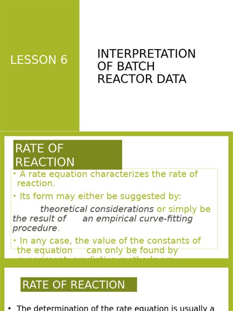Lesson 6 Interpretation Of Batch Reaction Data Pdf Reaction Rate