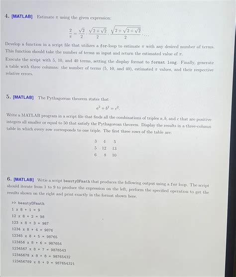 Solved MATLAB Estimate π using the given Chegg
