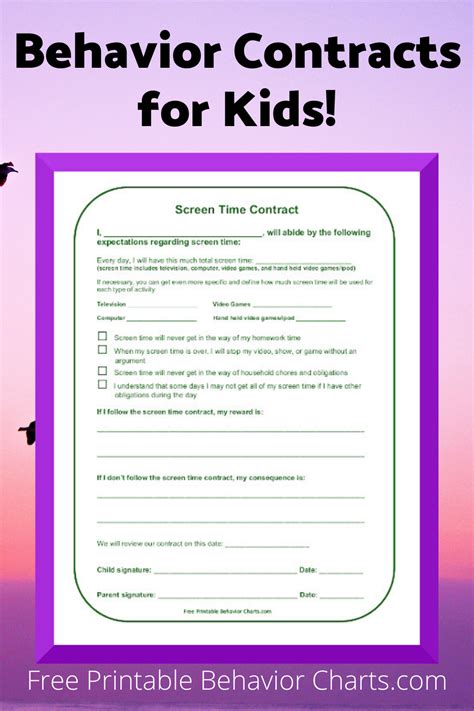 Free Printable Behavior Contracts And Charts