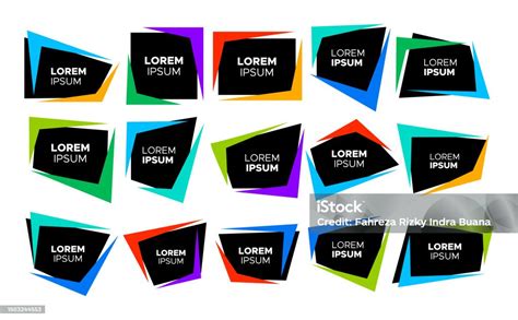 다채로운 선 추상적인 정사각형 테두리 디자인 현대적인 간단한 상자 테두리 세트입니다 0명에 대한 스톡 벡터 아트 및 기타 이미지