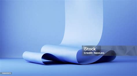 스크롤 및 접힌 종이 리본이 있는 3d 렌더링 추상적인 패션 블루 배경 0명에 대한 스톡 사진 및 기타 이미지 0명 3차원 형태 개념 Istock