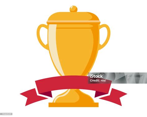 트로피 컵 수상 평면 스타일의 벡터 아이콘입니다 챔피언 골든 트로피 1위에 대한 스톡 벡터 아트 및 기타 이미지 1위 금