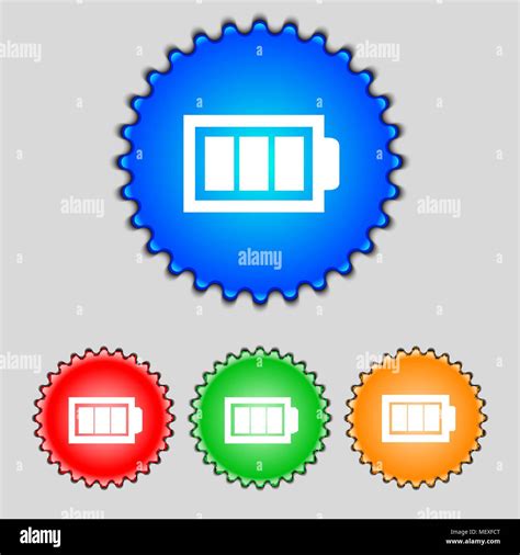 Battery Fully Charged Sign Icon Electricity Symbol Set Of Colour