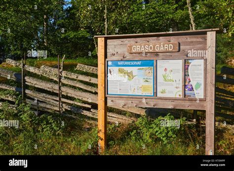 Wooden information board, Graso, Uppland Province, Stockholm ...