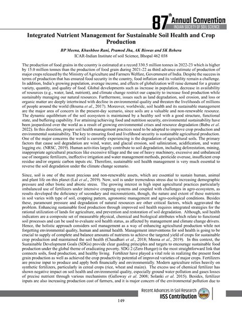 (PDF) Integrated nutrient management for sustainable soil health and crop production