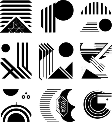 Premium Vector Abstract Geometric Shape Line Art Silhouette Black And White Vector Illustration