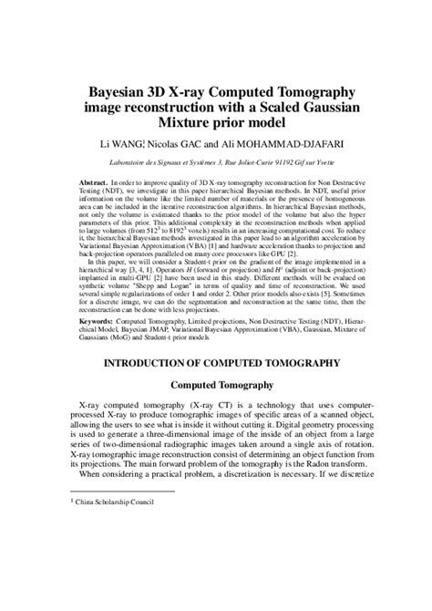 Pdf Bayesian 3d X Ray Computed Tomography Image Reconstruction With A