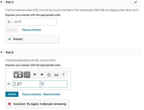 solved part a find the minimum value of vl rms for the