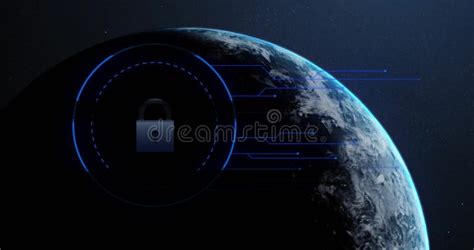 Animation Of Biometric Fingerprint And Connection With Padlock Over Globe And Dark Background