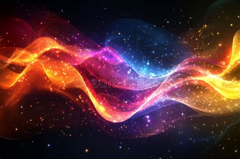 Abstract Colorful Waves Flowing Through A Sparkling Starry Space Background Creating A Vibrant