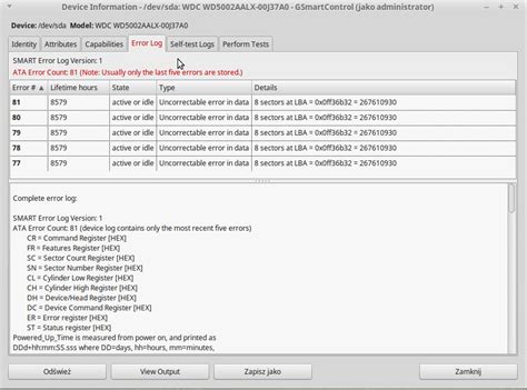 wd5002aalx 12 bad sektorów wzrost udma crc error count czy