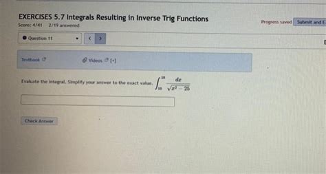 Solved Exercises 5 7 Integrals Resulting In Inverse Trig
