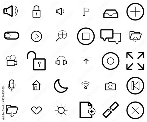 Mega Set Of Vector Essential Ui Icons Collection Isolated Silhouette