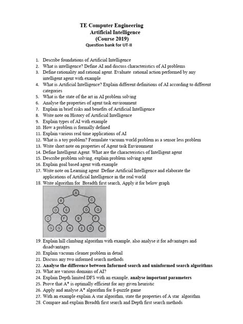 Ai Question Bank For Ut Ii 23 24 Download Free Pdf Artificial