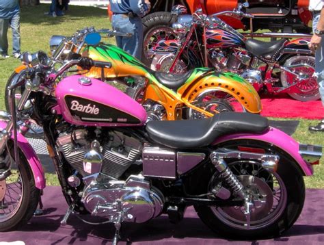 Barbies Pink And Yellow Motorcycle