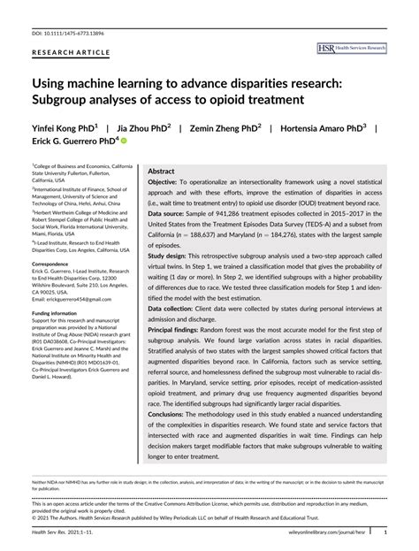 Pdf Using Machine Learning To Advance Disparities Research Subgroup Analyses In Access To