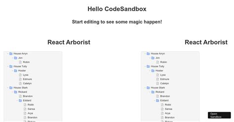 React Arborist Examples Codesandbox