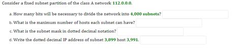 solved consider a fixed subnet partition of the class a