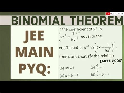 JEE MAIN PYQ BINOMIAL THEOREM YouTube